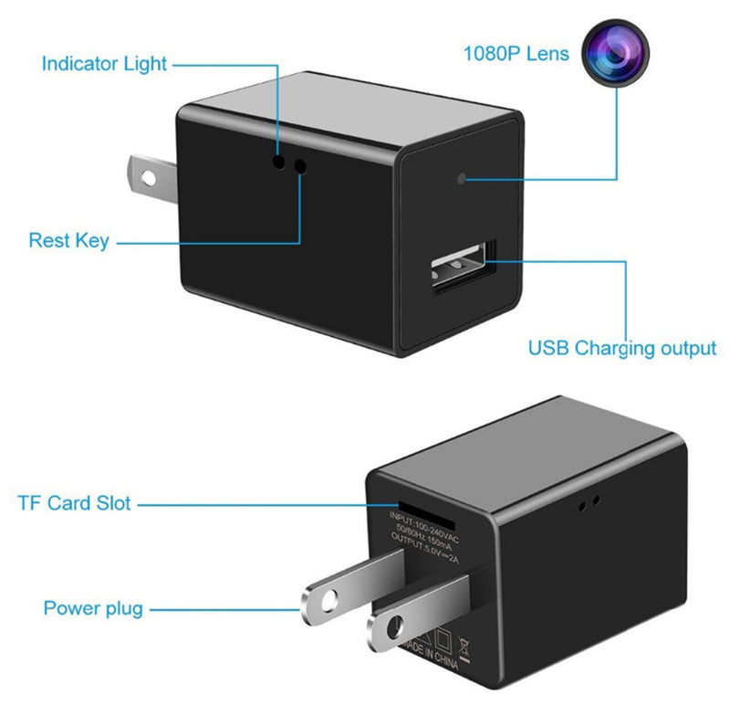 1080P HD WIFI IP USB PHONE CHARGER PINHOLE CAMERA