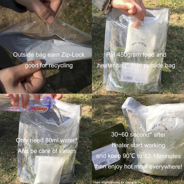 MRE 4 Pack Flameless Ration Pack Food Heater - Flameless Heating